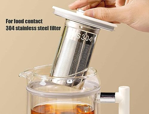 350Ml High Borosilicate Glass Health Pot Electric Kettle Flower Teapot Temperature Control ​Kettle Hot Tea Machines Appointment and Dry Boil Protection Household Multifunctional A,350Ml