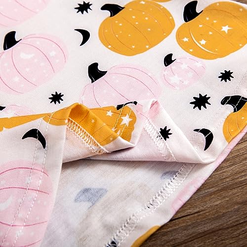 1-6T Toddler Kids Baby Girls Halloween Outfits Ghost Pumpkin Print Long Sleeve Dress Winter Clothes (Yellow, 5-6 T)