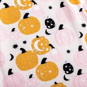 1-6T Toddler Kids Baby Girls Halloween Outfits Ghost Pumpkin Print Long Sleeve Dress Winter Clothes (Yellow, 5-6 T)