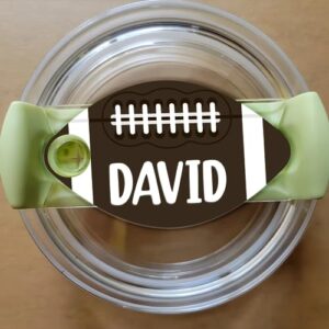 personalized sports tumbler topper, baseball, football, batsketball name plate, cup name tag, football tumbler topper