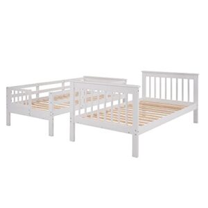 Harper & Bright Designs Twin Over Twin Bunk Bed with Stairs and Drawers, Solid Wood Stairway Bunk Bed with Storage for Kids Teens Adults, Bedroom, Dorm - White