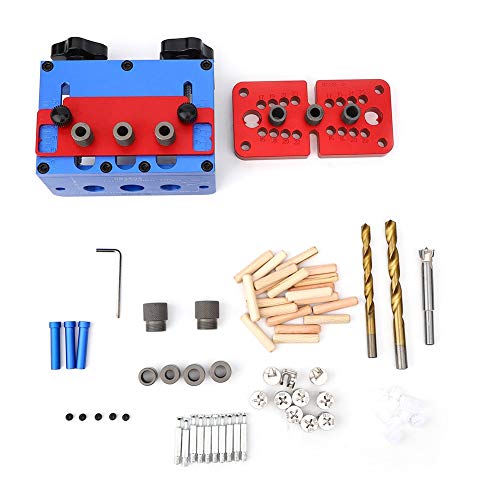 3 in 1 08350 S Hole Puncher Set Pocket Hole Jig Kit, Drilling Locator and Aluminum Alloy Drilling Jig Tool Accessories, Adjustable Drilling Guide for Puncher Locator Carpentry Woodwork