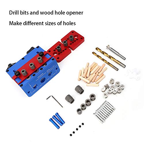 3 in 1 08350 S Hole Puncher Set Pocket Hole Jig Kit, Drilling Locator and Aluminum Alloy Drilling Jig Tool Accessories, Adjustable Drilling Guide for Puncher Locator Carpentry Woodwork