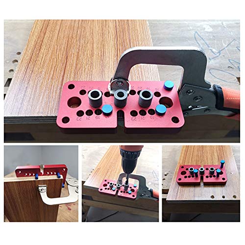 3 in 1 08350 S Hole Puncher Set Pocket Hole Jig Kit, Drilling Locator and Aluminum Alloy Drilling Jig Tool Accessories, Adjustable Drilling Guide for Puncher Locator Carpentry Woodwork