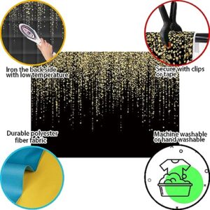 YMWQLAL Black and Gold Glitter Party Photo Backdrop Black Gold Glitter Sequin Spots Photography Background for Birthday Anniversary Prom Sparkle Banner Photo Shoot Props Decoration (7x5 FT)