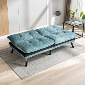 Futon Sofa Bed,Convertible Folding Futon Couch Breathable Small Couch for Compact Living Studio in Living Room and Bedroom,Offices,Dorm Loveseat (Mint Green)