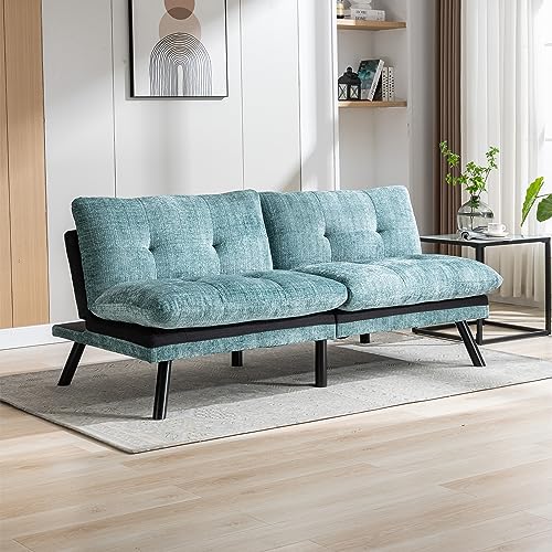 Futon Sofa Bed,Convertible Folding Futon Couch Breathable Small Couch for Compact Living Studio in Living Room and Bedroom,Offices,Dorm Loveseat (Mint Green)