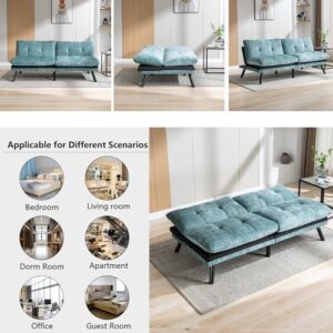 Futon Sofa Bed,Convertible Folding Futon Couch Breathable Small Couch for Compact Living Studio in Living Room and Bedroom,Offices,Dorm Loveseat (Mint Green)