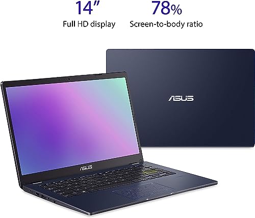 ASUS VivoBook L410MA in Star Black Intel Celeron up to 2.8GHz 14in FHD Intel UHD Graphics 4GB RAM 128GB SSD HDMI Web Cam Win 11 (L410MA – Renewed)