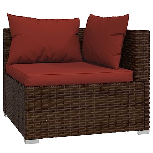 WHOPBXGAD 7 Piece Patio Lounge Set Deck Furniture,Gardens Patio Furniture,Designed for use on lawns, terraces, poolsides, patios and Gardens,with s Poly Rattan Brown