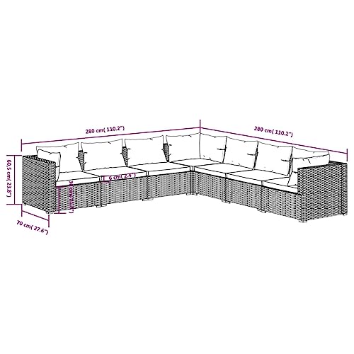 WHOPBXGAD 7 Piece Patio Lounge Set Deck Furniture,Gardens Patio Furniture,Designed for use on lawns, terraces, poolsides, patios and Gardens,with s Poly Rattan Brown