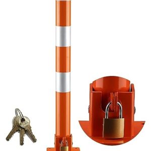 BYZOMU Safety Bollard Post, Driveway Garage Security Post Barrier, Folding Car Car Parking Space Lock Bollard, with 4 Free Anchor Bolts for Traffic-Sensitive Area