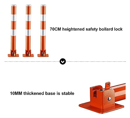 BYZOMU Safety Bollard Post, Driveway Garage Security Post Barrier, Folding Car Car Parking Space Lock Bollard, with 4 Free Anchor Bolts for Traffic-Sensitive Area