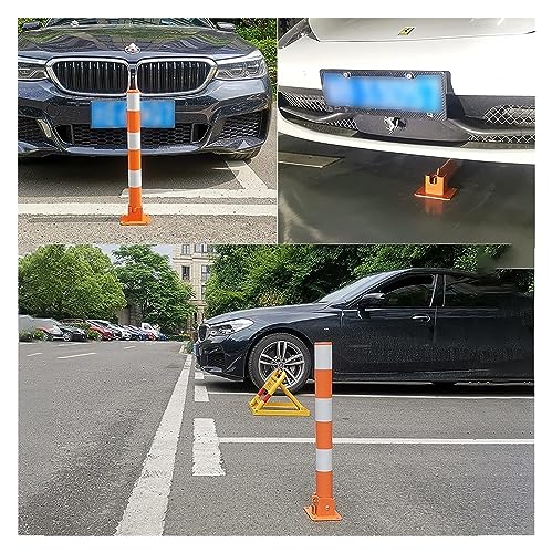 BYZOMU Safety Bollard Post, Driveway Garage Security Post Barrier, Folding Car Car Parking Space Lock Bollard, with 4 Free Anchor Bolts for Traffic-Sensitive Area