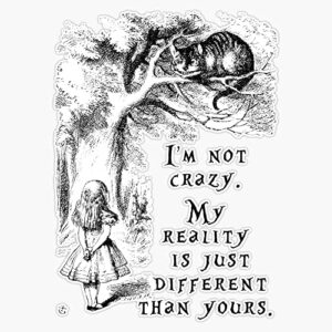 i'm not crazy - alice in wonderland bumper sticker vinyl decal 5"