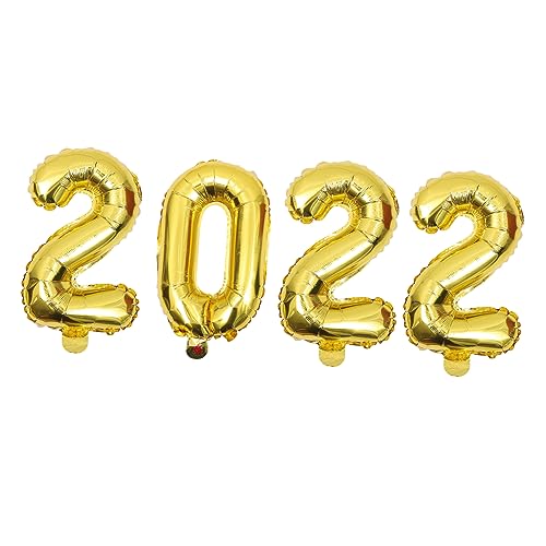 Abaodam 4pcs 2022 2022 number balloon baby kit wedding decoration gold suit Happy New Year new year photo backdrop party number balloons Aluminum Film Balloon New Year Balloon Decor suite