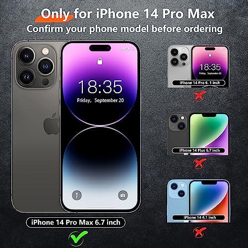 Red2Fire for iPhone 14 Pro Max Case, with 2 Pcs Tempered Glass Lens & Screen Protector [Military Grade Shockproof] Heavy Duty Full Body Protection Phone Case for iPhone 14 Pro Max 6.7 inch Dark Blue