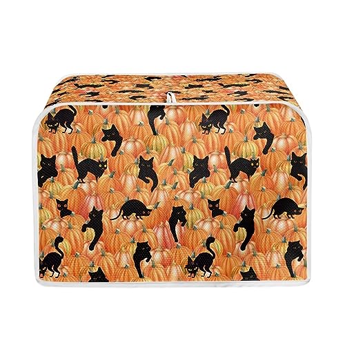 Talayituse Cat Pumpkin Print Toaster Cover 4 Slice Bread Toaster Oven Cover Halloween Decoration Washable Toaster Cover with Top Handle Kitchen Small Appliance Covers Bakeware Protector