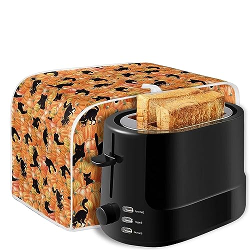 Talayituse Cat Pumpkin Print Toaster Cover 4 Slice Bread Toaster Oven Cover Halloween Decoration Washable Toaster Cover with Top Handle Kitchen Small Appliance Covers Bakeware Protector