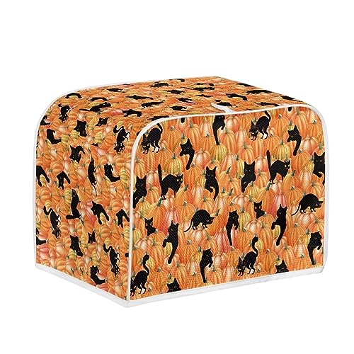 Talayituse Cat Pumpkin Print Toaster Cover 4 Slice Bread Toaster Oven Cover Halloween Decoration Washable Toaster Cover with Top Handle Kitchen Small Appliance Covers Bakeware Protector