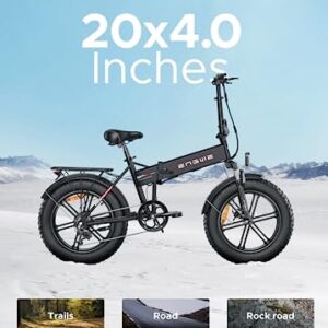 ENGWE EP-2 Pro Electric Bike 750W Folding Ebike for Adults with 48V 13Ah Removable Battery Range 75Mile - 20" x 4.0 Fat Tire Electric Bicycle, 7 Speed Gear E-Bike for All Terrain