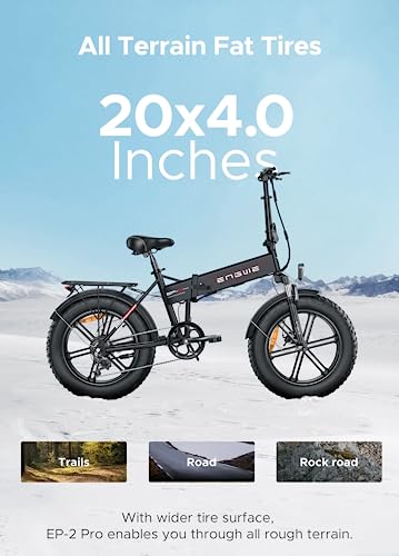 ENGWE EP-2 Pro Electric Bike 750W Folding Ebike for Adults with 48V 13Ah Removable Battery Range 75Mile - 20" x 4.0 Fat Tire Electric Bicycle, 7 Speed Gear E-Bike for All Terrain