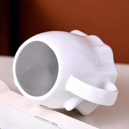 UNNIQ Spooky Ghost Mug - Creative Ceramic Ghostface Cup for Milk, Halloween Coffee Cup, White Ceramic Ghost Shaped 3D Coffee Cup with Handle, Cute Halloween Mugs for Friends, Family, Colleagues