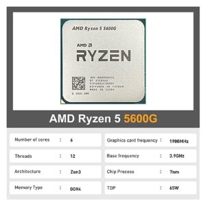 AMD New Ryzen 5 5600G R5 5600G 3.9GHz 6 Core 12 Thread CPU Processor 7NM L3=16M 100-000000252 Socket AMD AM4 Gaming