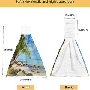 MUENINELE Hand Towel,Palm Tree Beach Sea Cloud Blue Sky Island Reef Stone Absorbent Hanging Towel Fast Drying Towels for Kitchen Bathroom Toilet Home 18"x14" 2Pcs