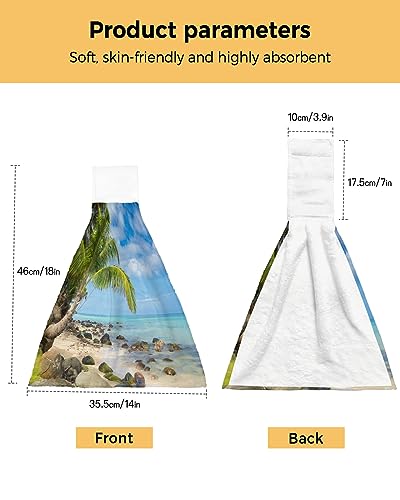 MUENINELE Hand Towel,Palm Tree Beach Sea Cloud Blue Sky Island Reef Stone Absorbent Hanging Towel Fast Drying Towels for Kitchen Bathroom Toilet Home 18"x14" 2Pcs