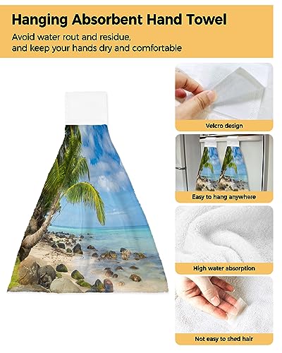 MUENINELE Hand Towel,Palm Tree Beach Sea Cloud Blue Sky Island Reef Stone Absorbent Hanging Towel Fast Drying Towels for Kitchen Bathroom Toilet Home 18"x14" 2Pcs