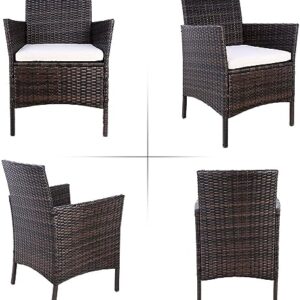 3pcs Patio Furniture Bistro Set PE Rattan Wicker Chairs with Coffee Table Set, Brown