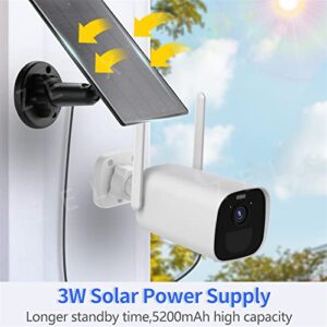 Security Camera Camera 3MP Bullet Camera WiFi 3W Solar Panel Wireless Video Surveillance CCTV Built-in 5200 mAh Rechargeable Battery Security Home Surveillance Camera with Spotlight ( Size : 3MP 32G A