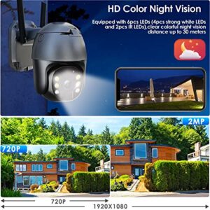 Security Camera Camera 2K 4MP Solar IP Camera 8W Power Rechargeable Battery Video Surveillance Wireless PTZ Camera WiFi Alarm Color Night Vision Surveillance Camera with Spotlight ( Size : 4MP 4G Cam