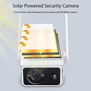 Security Camera Camera 1080P HD Wireless Outdoor Security Camera WiFi Solar Rechargeable Battery Power IP Surveillance Home Cameras Two Way Audio PIR Surveillance Camera with Spotlight ( Size : NO Car