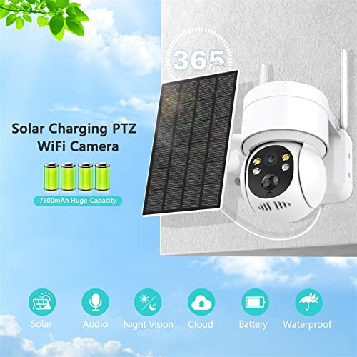 Security Camera Camera Wifi Solar Camera Human Detection Solar Panel Recharge Battery IP camera Color Night Vision Outdoor CCTV Video Security Cameras Surveillance Camera with Spotlight ( Color : 64GB