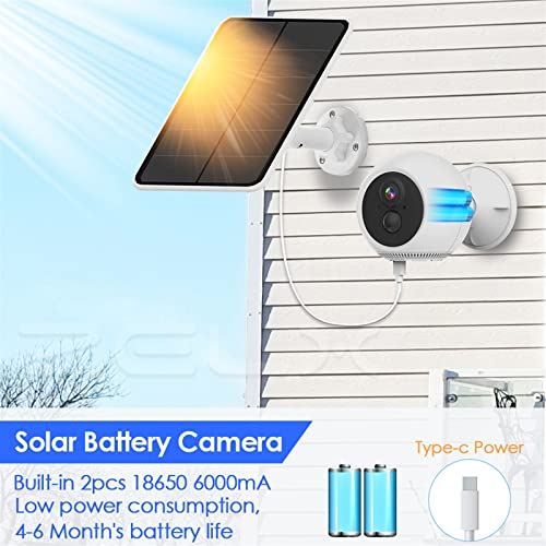 Security Camera Camera 3MP Wireless WiFi IP Camera Outdoor 6000mAh Rechargeable Battery Panoramic 150 Degree Panel Solar Cam PIR Motion IP66 Surveillance Camera with Spotlight ( Size : Solar Cam Add 1