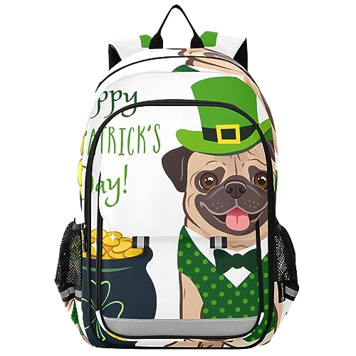 CHIFIGNO Cute Dog St Patricks Day Backpack for School with Laptop Compartment, Sturdy School Backpack with Laptop Compartment, Children Gifts Backpacks for School