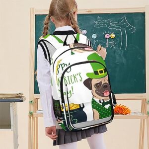 CHIFIGNO Cute Dog St Patricks Day Backpack for School with Laptop Compartment, Sturdy School Backpack with Laptop Compartment, Children Gifts Backpacks for School