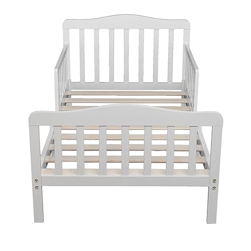 Single Layer Vertical Board with guardrail Pine Wood Bed (White)