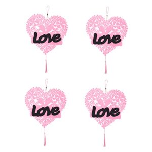 dechous 4pcs pendant heart pendant romantic gifts christmas decorations indoor hanging felt heart ornaments valentine party decoration heart banner streamer felt cloth pink hanging decor