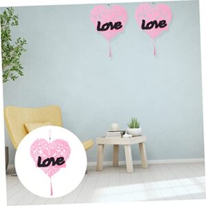 DECHOUS 4pcs Pendant Heart Pendant Romantic Gifts Christmas Decorations Indoor Hanging Felt Heart Ornaments Valentine Party Decoration Heart Banner Streamer Felt Cloth Pink Hanging Decor