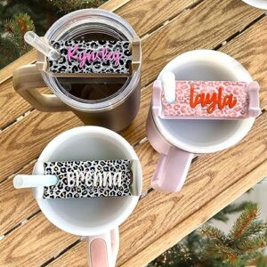 personalized colorful leopard tumbler name tag 40oz 30oz, tumbler 40oz personalized id tags, custom name colorful tags for tumbler cup lids name plate