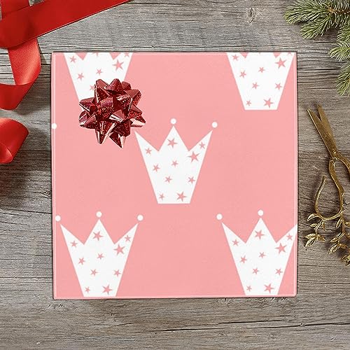 Veundei Gift Wrapping Paper Little Princess Crown Stars Wrapping Paper Roll Packing Paper Gift Wrap for Birthdays, Weddings, Party, Holiday, Baby Shower, 58 x22.8 Inch (9.18.sq.ft)