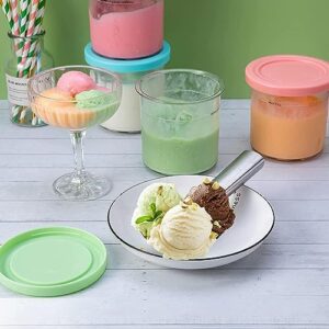 EVANEM 2/4/6PCS Creami Pint Containers, for Ninja Ice Cream Maker Pints,16 OZ Creami Deluxe Pints Safe and Leak Proof for NC301 NC300 NC299AM Series Ice Cream Maker,Gray+Green-4PCS