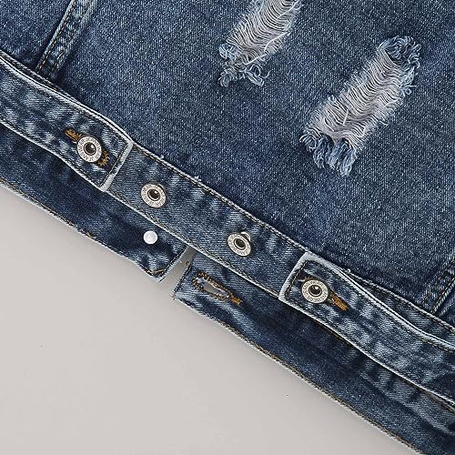 Gerichy Womens Tank Tops, Denim Shirt Women Crop, Fall Clothes for Women 2023 Trendy, Women's Oversized Denim Jacket Sleeveless Button Down Casual Ripped Denim Shirt