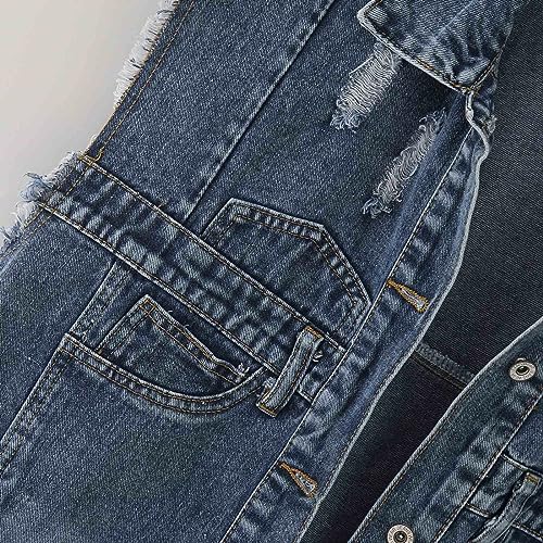 Gerichy Womens Tank Tops, Denim Shirt Women Crop, Fall Clothes for Women 2023 Trendy, Women's Oversized Denim Jacket Sleeveless Button Down Casual Ripped Denim Shirt