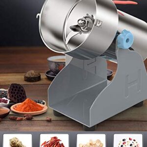 Electric Grain Grinder, High Speed Timing Grinder Powder Machine for Herb Coffee Spices, Multifunction Cereals Grinder Mill with Overload Protection, Home/Commerci