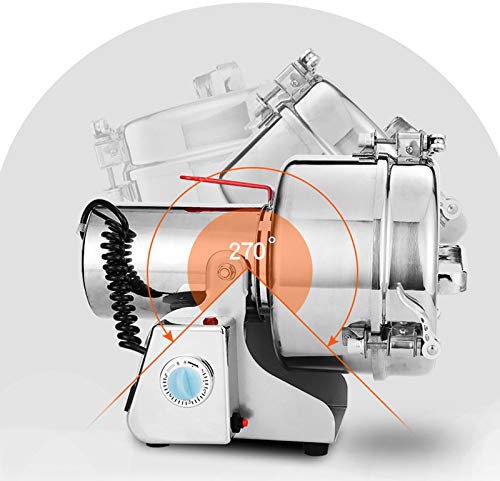 Electric Grain Grinder, High Speed Timing Grinder Powder Machine for Herb Coffee Spices, Multifunction Cereals Grinder Mill with Overload Protection, Home/Commerci