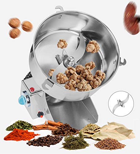 Electric Grain Grinder, High Speed Timing Grinder Powder Machine for Herb Coffee Spices, Multifunction Cereals Grinder Mill with Overload Protection, Home/Commerci